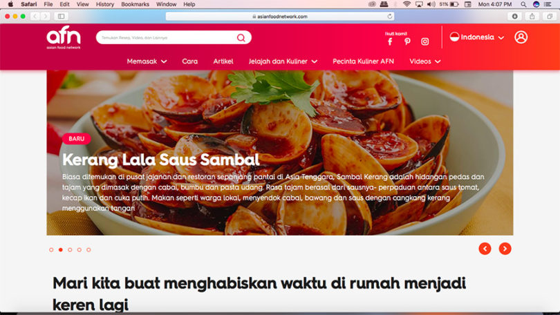 Asian Food Network, Merilis Website Berbahasa Indonesia dan Malaysia ...
